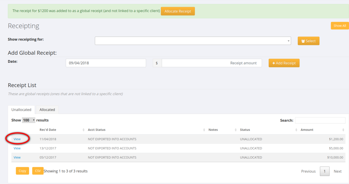 Receipting - PinvoiceR
