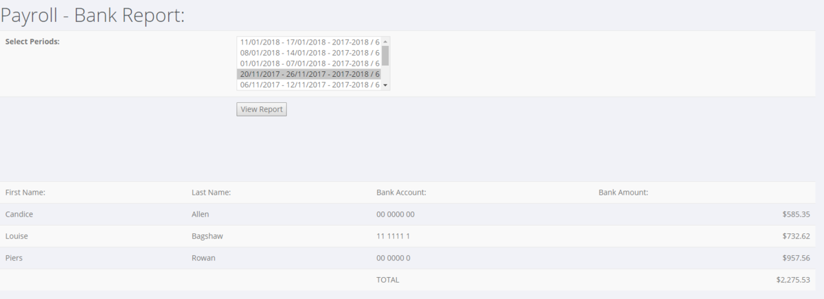 Bank Report - PinvoiceR