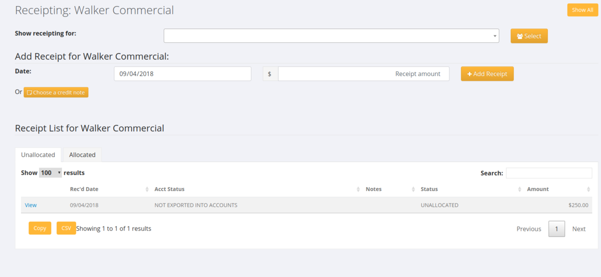 Receipting - PinvoiceR